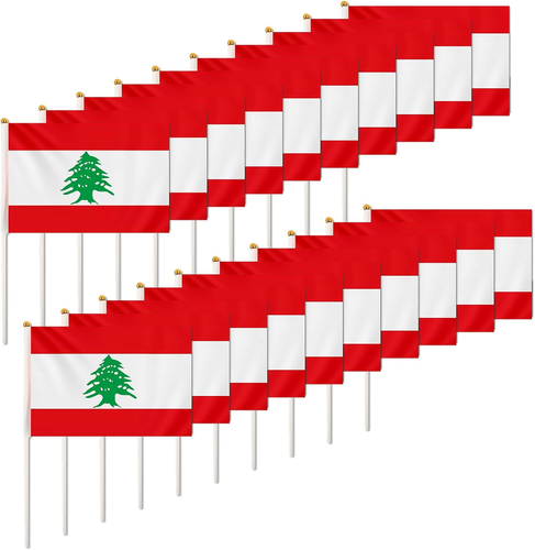 20 Pack Lebanon Small Handheld Flags 8.3 X 5.5 Inches Polyester Mini ...