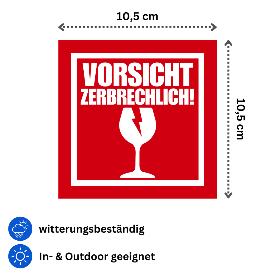 Vorsicht zerbrechlich Aufkleber - Achtung Glas Warnaufkleber Umzug ...