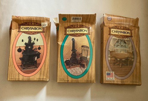 (3)Vtg CHRYSNBON Heritage in Miniatures Dollhouse Furniture Kits NOS ...