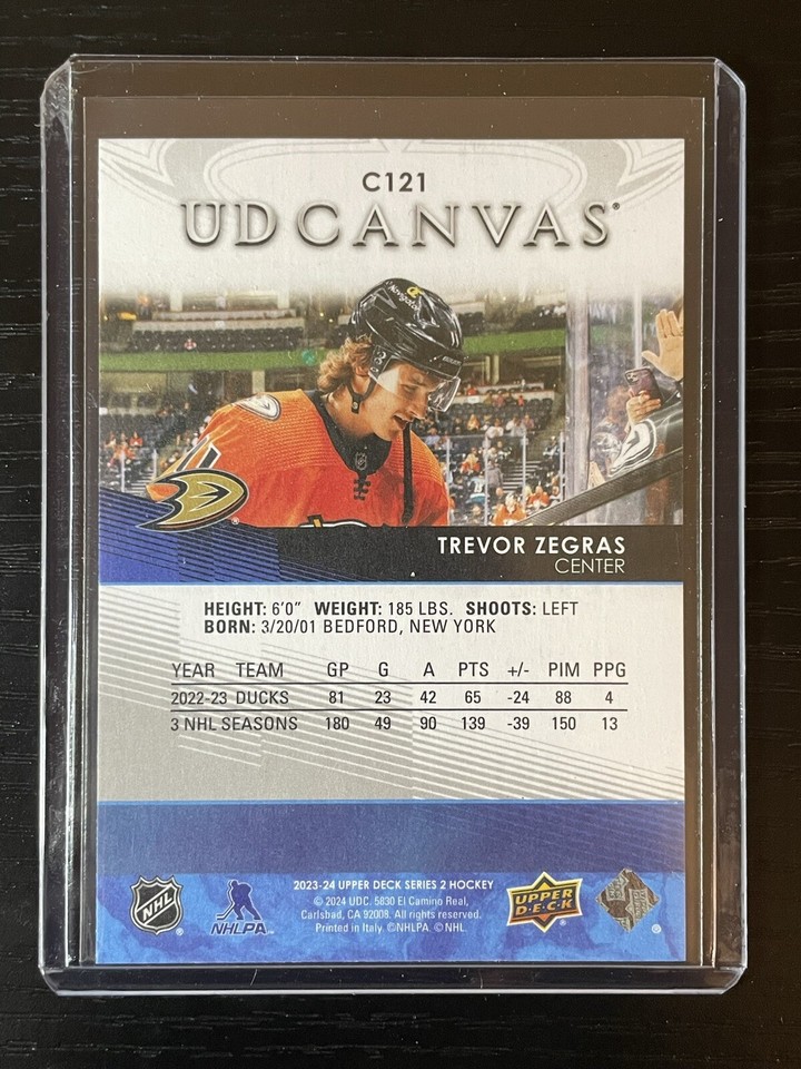 2023-24 Upper Deck Series 2 Hockey Trevor Zegras UD Canvas Anaheim ...