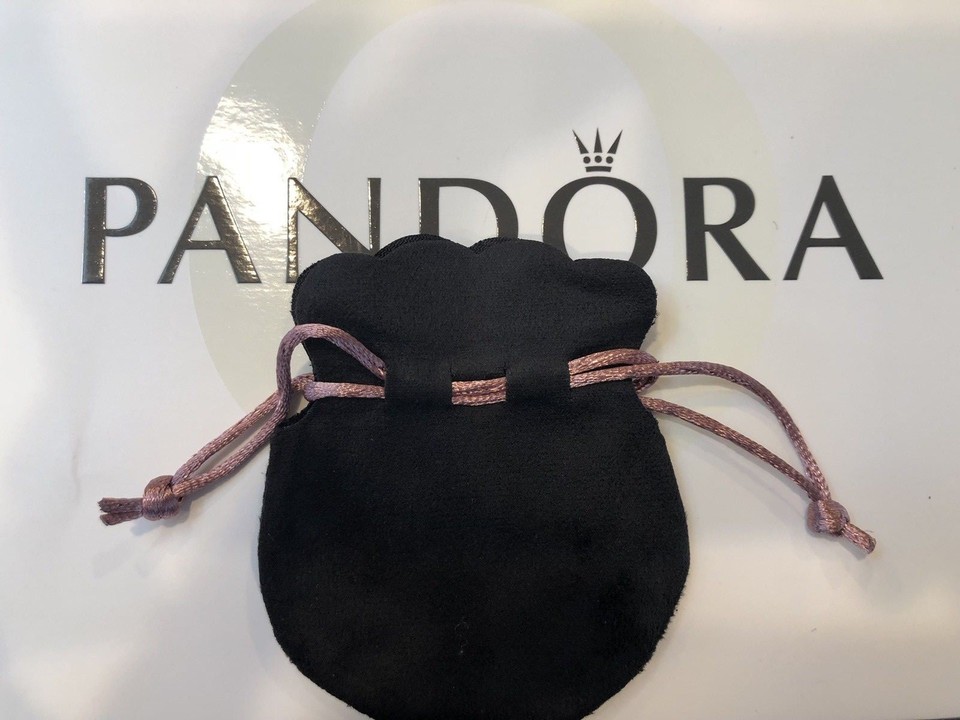 PANDORA Gift Bag Black Velvet Jewelry Pouch Charms Ring Earrings Anti ...