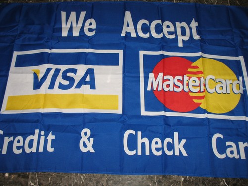 3x5 Advertising We Accept Visa MasterCard Flag Store Banner Business ...