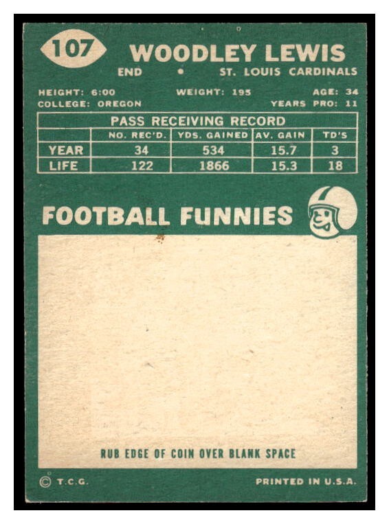 1960 Topps 107 Woodley Lewis St. Louis Cardinals NFL football card | eBay