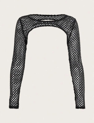 Black ICON Solid Fishnet Super Crop Top Micro Crop Top Sz XS S M L | eBay