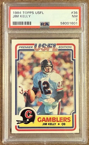 1984 Topps USFL - #36 Jim Kelly (RC) Rookie Card XRC HOF QB Bills PSA 7 ...