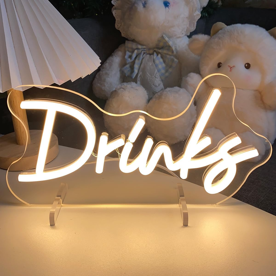 Drinks Table Number Neon Sign Desk Lamp Night Light Wedding Letter LED ...
