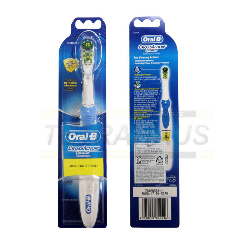 Oral-B B1010 Electric Toothbrush CrossAction Antibacterial AA Battery ...