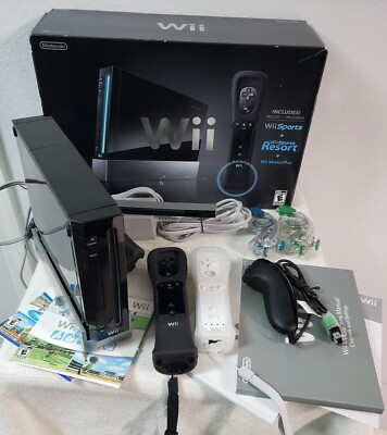 Nintendo Wii Video Game System Console Bundle W/ Box Rvl-101 Black W ...