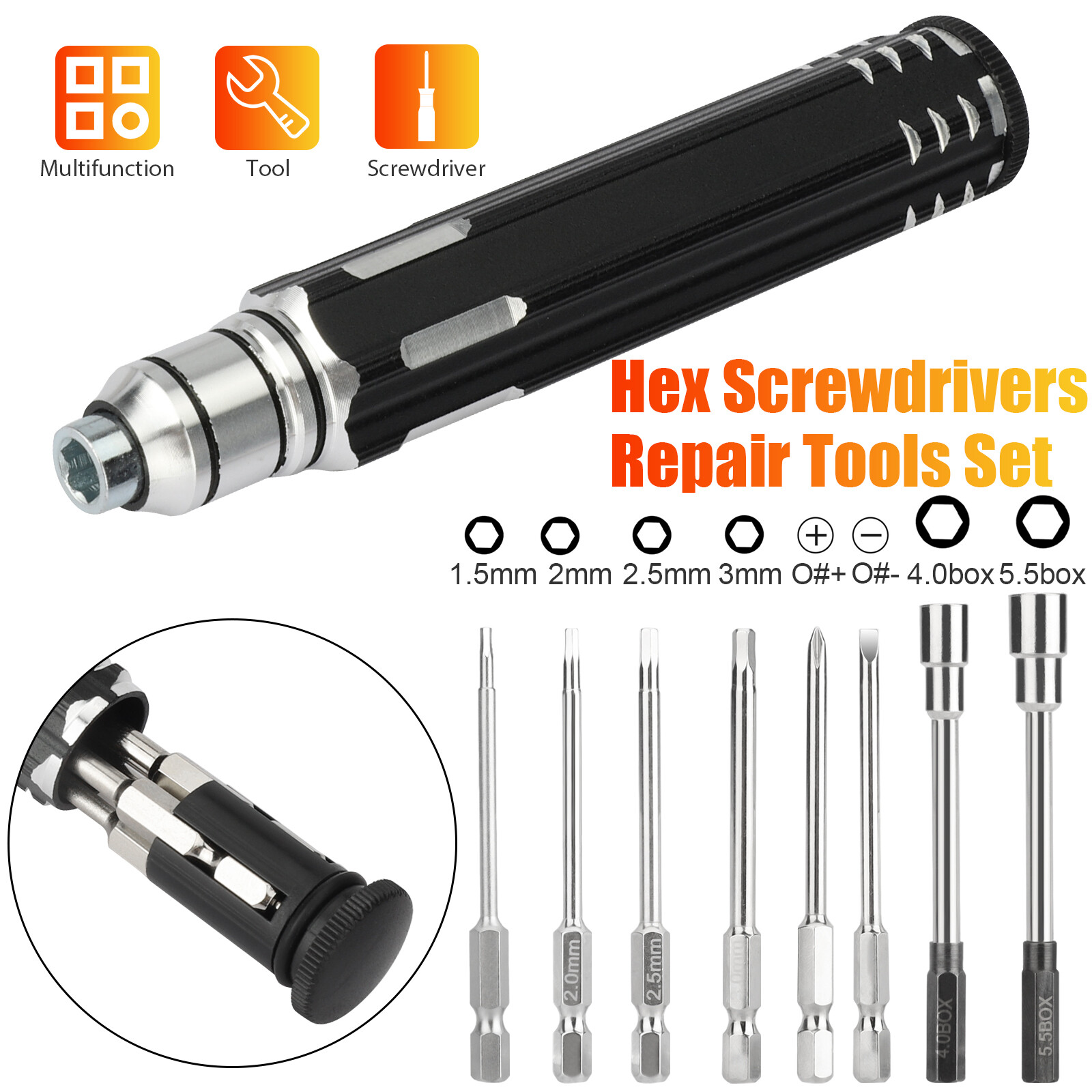 8IN1 RC Repair Tool Kit Hex Hexagon Screwdrivers Set for RC Drone ...