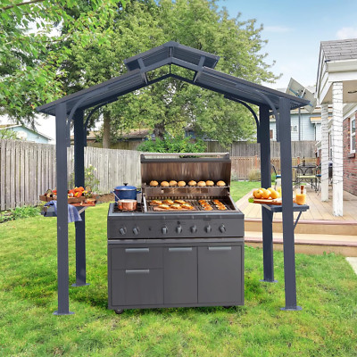 8 ' W x 5 ' D Outdoor BBQ Gazebo Permanent Double Roof | eBay