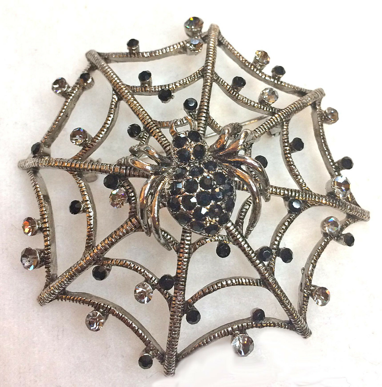 Halloween Black Widow Spider in Web Cobweb Rhinestone… - Gem