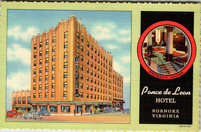 Postcard VA Ponce de Leon Hotel Roanoke Linen | eBay