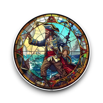 LARGE Pirate Captain Stained Glass Window Opaque Vinyl Sticker Decal | eBay