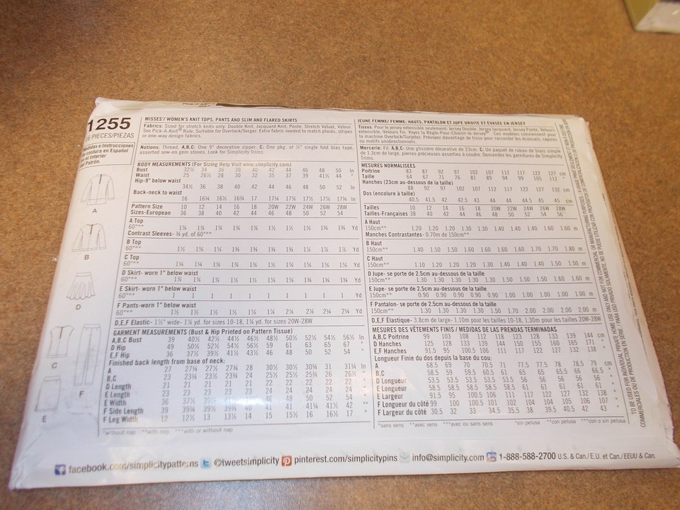 Simplicity Pattern 1255 Ms/Womens THREADS Knit Tops~Pants~Slim & Flared ...