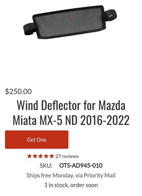 APERTA Wind Deflector 2016+ ND MX-5 Miata | eBay