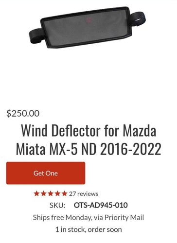 APERTA Wind Deflector 2016+ ND MX-5 Miata | eBay
