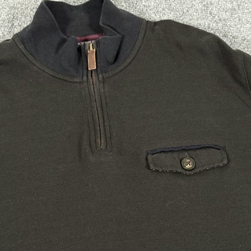 Ted Baker Sweater Mens Extra Large Black Quarter Zip Pullover Pocket ...