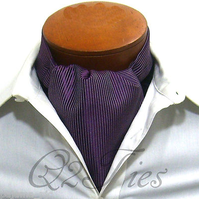 MEN'S Mini Stripes PURPLE Free Style Ascot Cravat Formal Wedding Prom ...