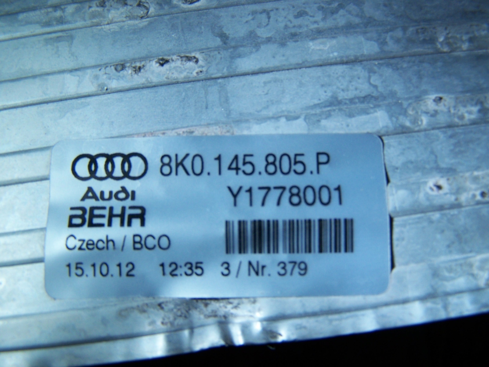 08-17 Audi A4 A5 A6 OEM Front Mount Turbo Intercooler Air Cooler ...