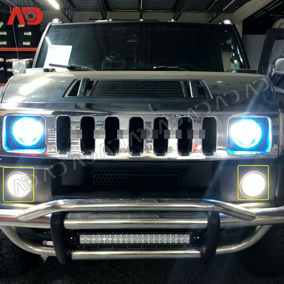 A Pair LED Fog DRL Daytime Running Lamp Light Assembly for Hummer H2 ...