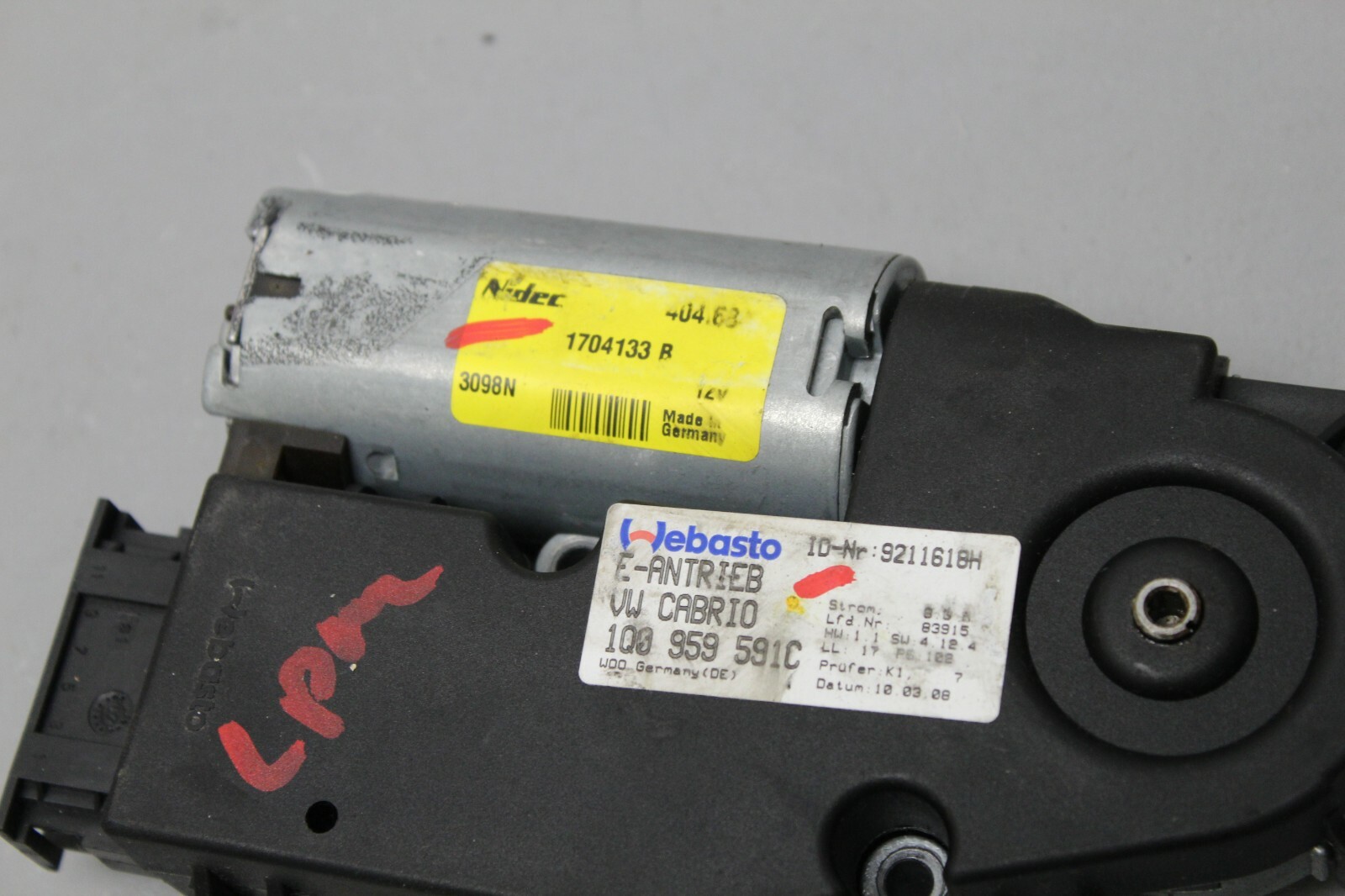 2007-2016 VOLKSWAGEN EOS Convertible Top Sunroof Motor Assembly 1Q0 959 ...