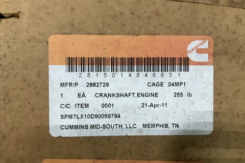 Cummins 2882729 / 3073707 Engine Crankshaft for M11/QSM11 Engines - NEW ...