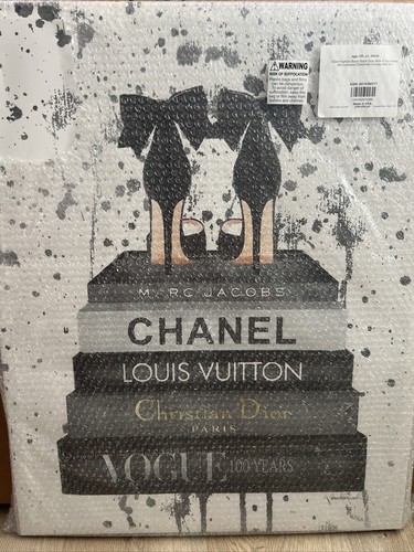 Glam Fashion Book Stack Canvas Wall Art Vogue Chanel Louis Vuitton Dior ...