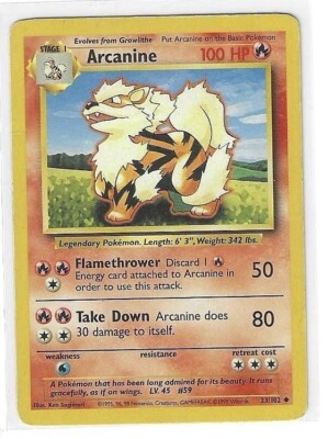Pokémon TCG Arcanine Base Set 23/102 Regular Unlimited Uncommon | eBay