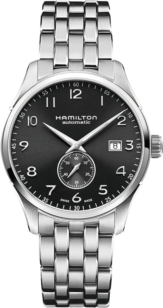 Hamilton Jazzmaster Men's Black Watch with Silver Stainless Steel Band ...