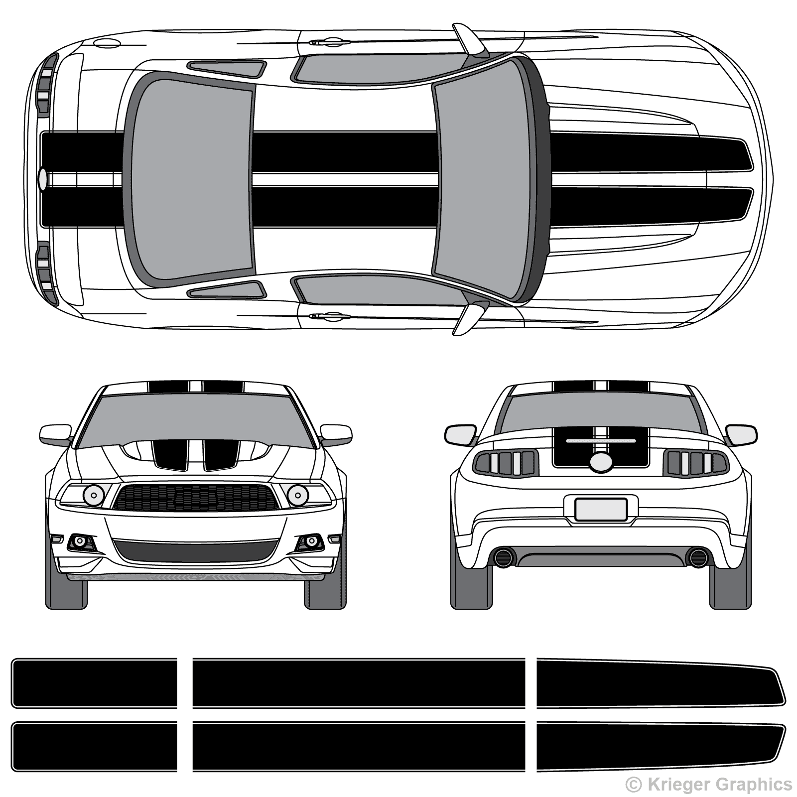 EZ Rally Racing Stripes 3M Vinyl Stripe Graphic Decals for Ford Mustang ...