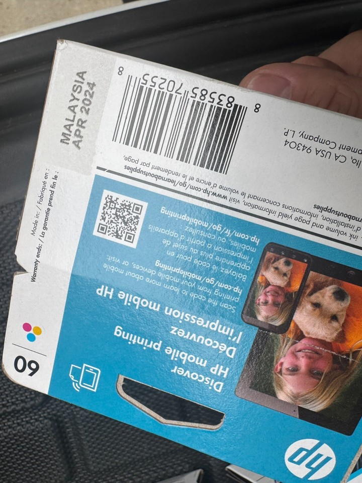 HP GENUINE 60XL TRI-COLOR INK (RETAIL BOX) DESKJET D2530 D2545 D2660 ...