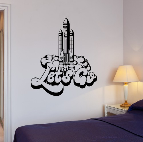 Wall Decal Spaceship Takeoff Universe Space Let’s Go Vinyl Sticker ...
