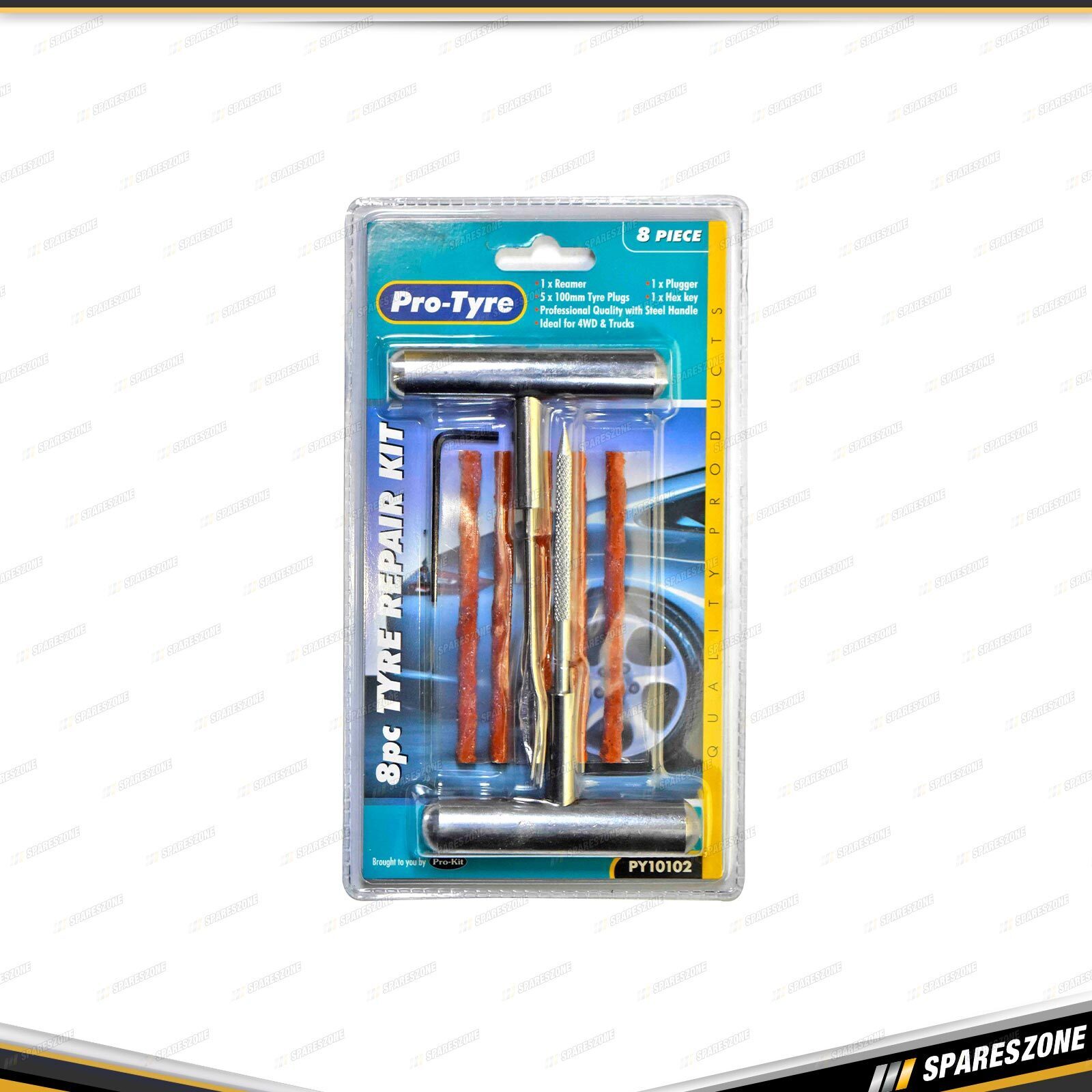 8 Pcs of Pro-Tyre Steel Handle Tyre Repair Kit - Include Reamer Plugger ...