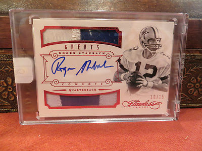 Panini Flawless Ruby On Card Autograph Jersey Cowboys Roger Staubach 10 ...