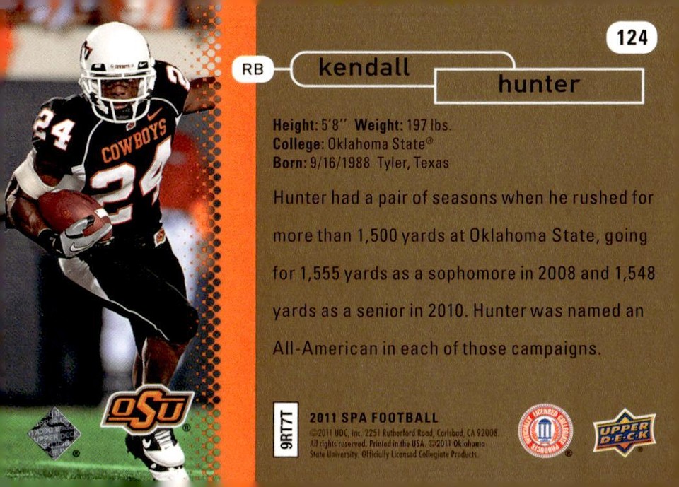 2011 SP Authentic #124 Kendall Hunter FW | eBay