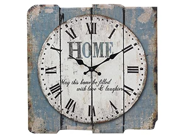 Stonebriar SB-6158A Worn Blue 15" Square White Wall Clock | eBay