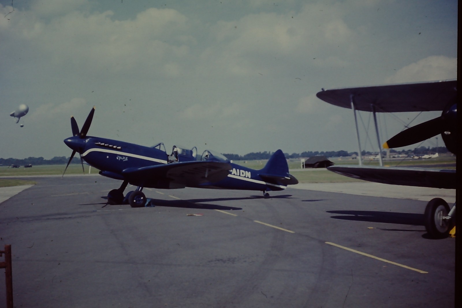Aircraft slide - Blue Supermarine Spitfire G-AIDM @ Abingdon c.1971 ...