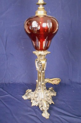 ANTIQUE VICTORIAN ART NOUVEAU CUT RUBY GLASS LAMP | eBay