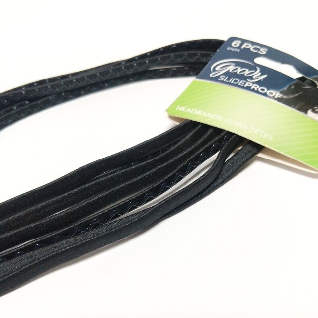 Goody Slide-proof Headbands Silicone Black 6 Count Secure Hold 03694 ...