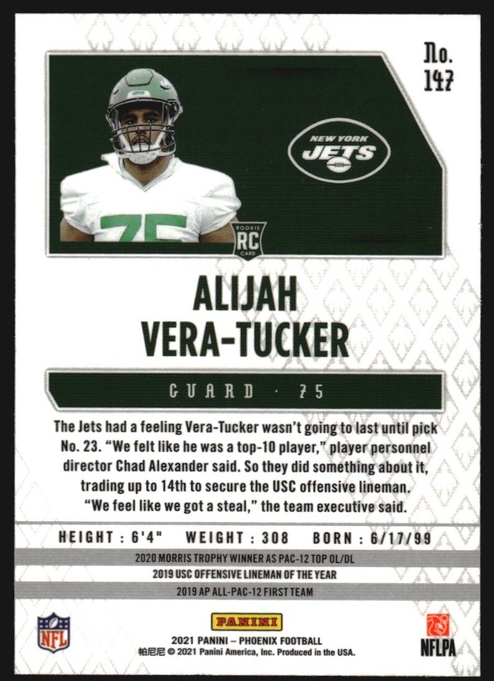 2021 Panini Phoenix #147 Alijah Vera-Tucker Rookie Card | eBay