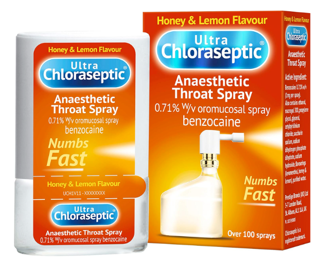 Ultra Chloraseptic Anaesthetic Throat Spray, Honey and Lemon Flavour ...