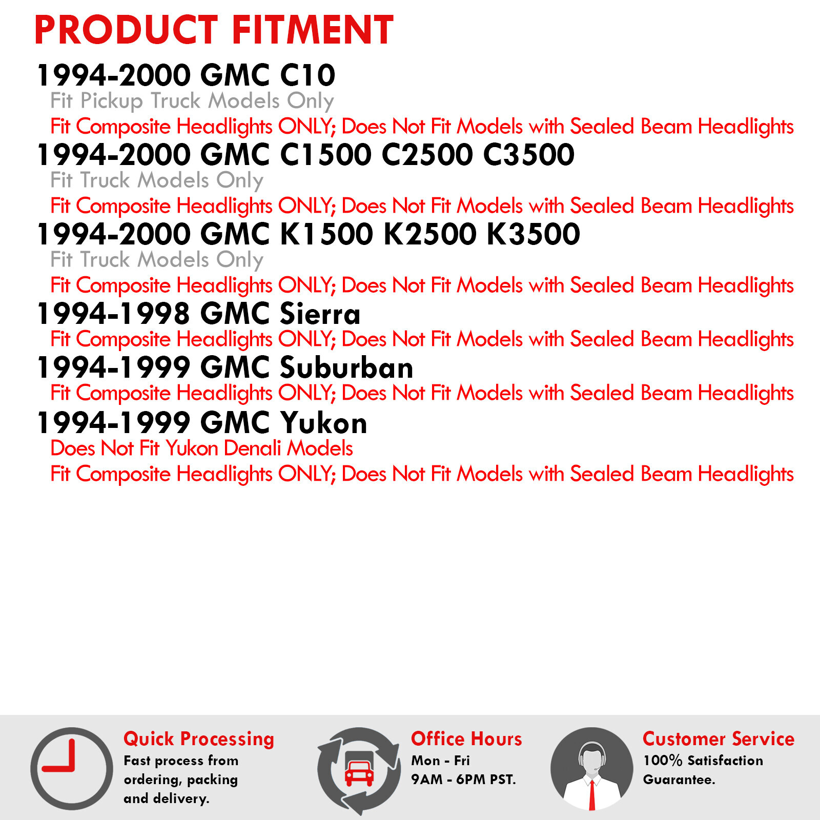 Chrome Head Lights Signal Lamp For 1994-1998 GMC Sierra C/K 1500 2500 ...