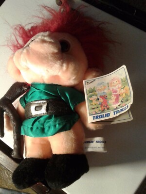 Vintage 1992 trolio troll 10x6in green orange stuff toy troll | eBay