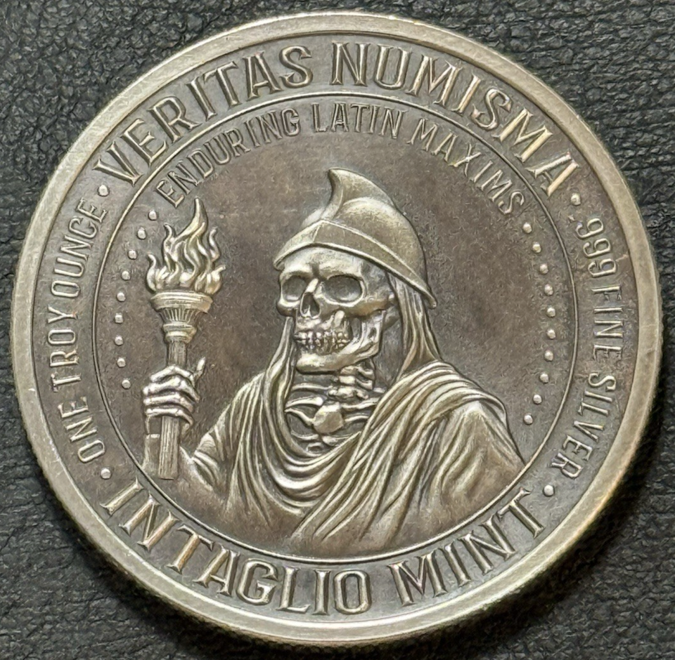 1 Oz .999 Silver Intaglio Antiqued Veritas Numisma Latin Maxims Semper ...