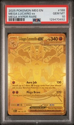 2025 POKEMON MEG EN-MEGA EVOLUTION MEGA HYPER RARE #188 MEGA LUCARIO EX ...