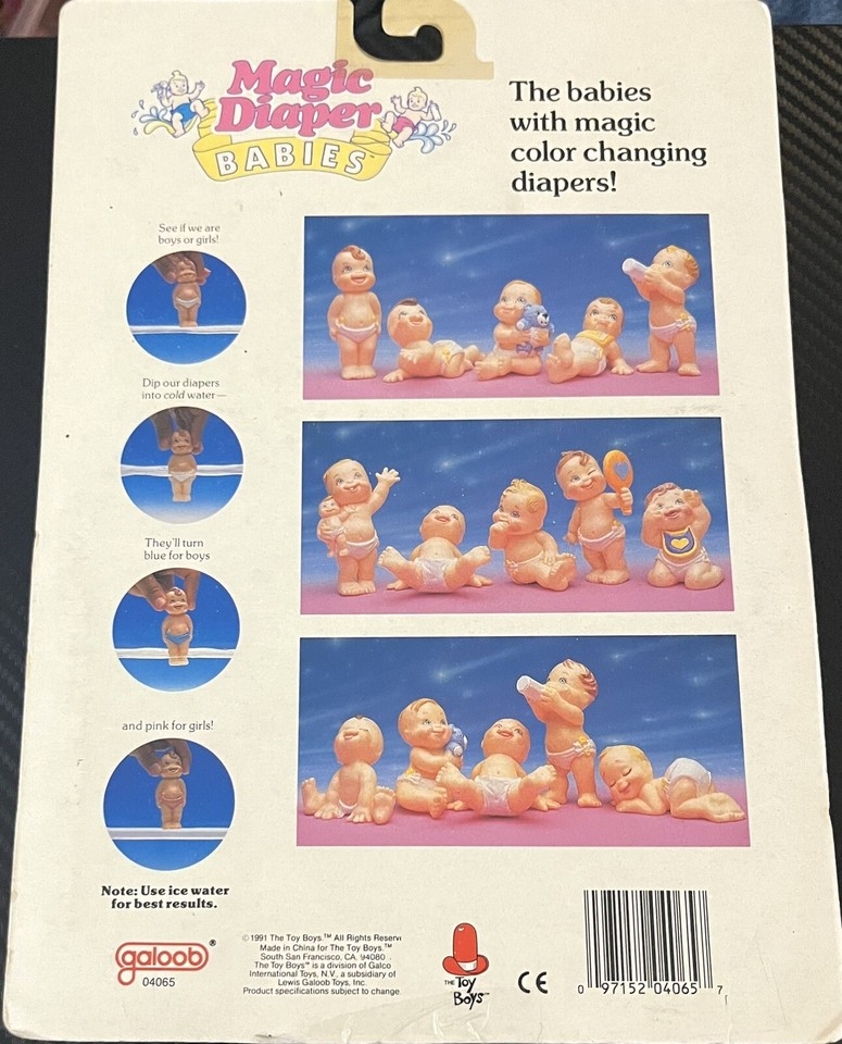 Vintage 1991 Magic Diaper Babies #04065 Galoob Color Changing Gender ...