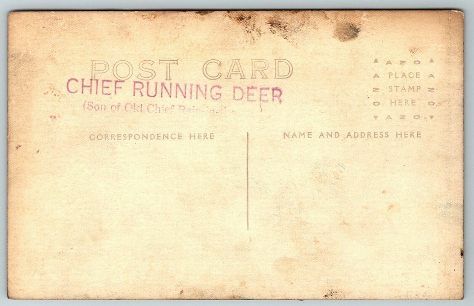 RPPC Real Photo Postcard Of Chief Running Deer Chief Cheyenne Indian ...