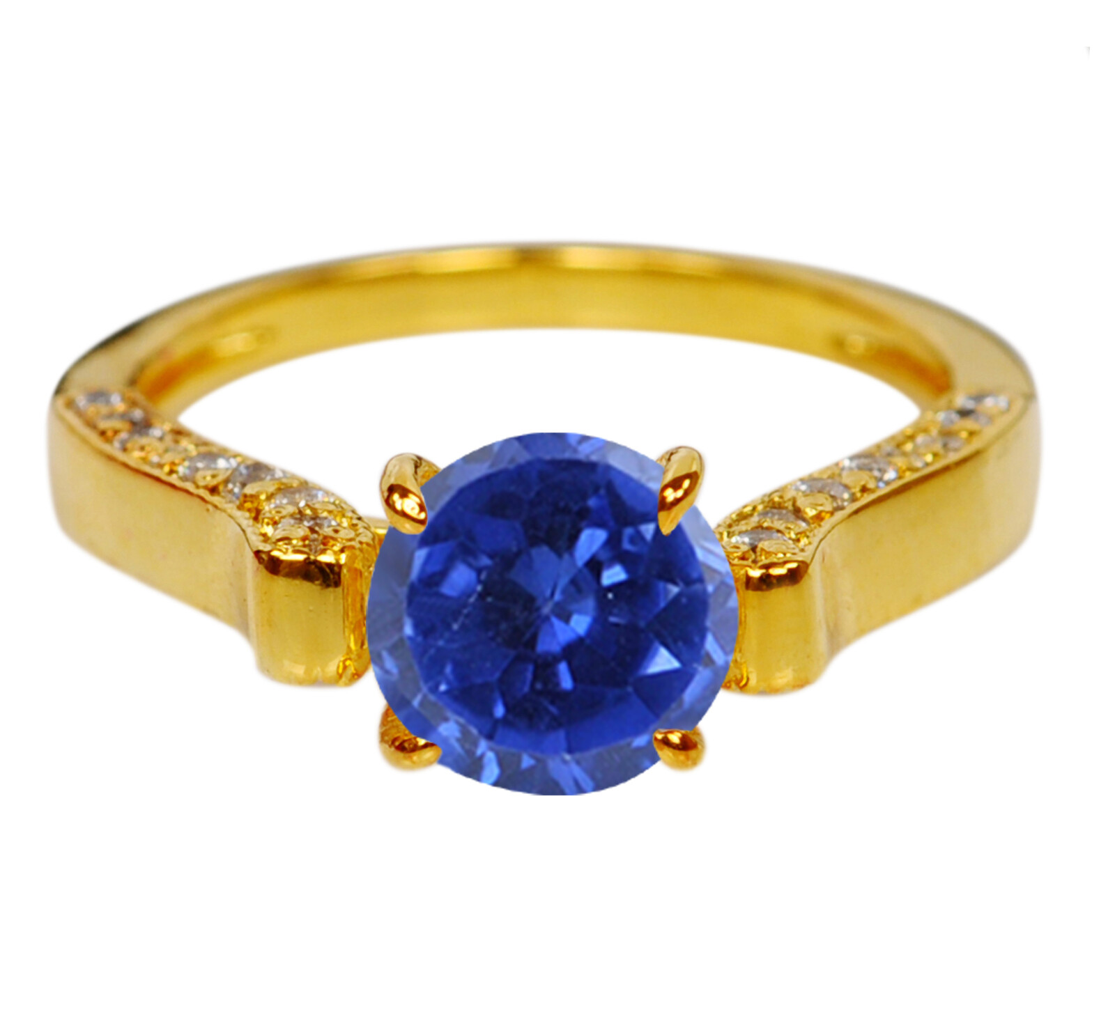 1.80Ct Natural Blue Tanzanite IGI Certified Diamond Ring In 14KT Yellow ...