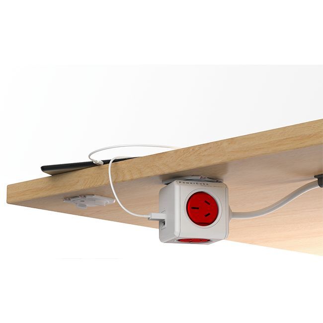 ALLOCACOC PCEURD 4 Way Red Surge Protected Powercube With USB 4 WAY ...