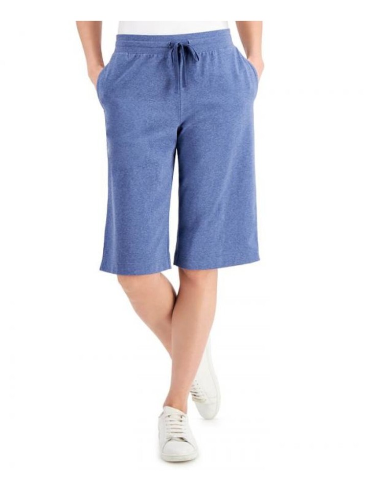 KAREN SCOTT SPORT Womens Blue Tie Mid Rise Relaxed Fit Skimmer Shorts ...